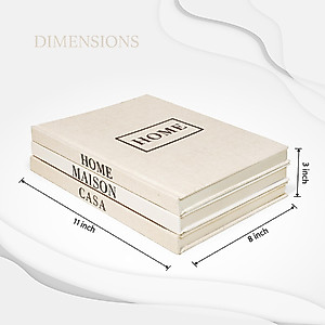 Linen Neutral Coffee Table Books Set of 3,Fashion Designer Hardcover Blank Book Stack, Modern Decorative Books for Home Decor XL Coffee Table Decoration Books - Stylish Display Books