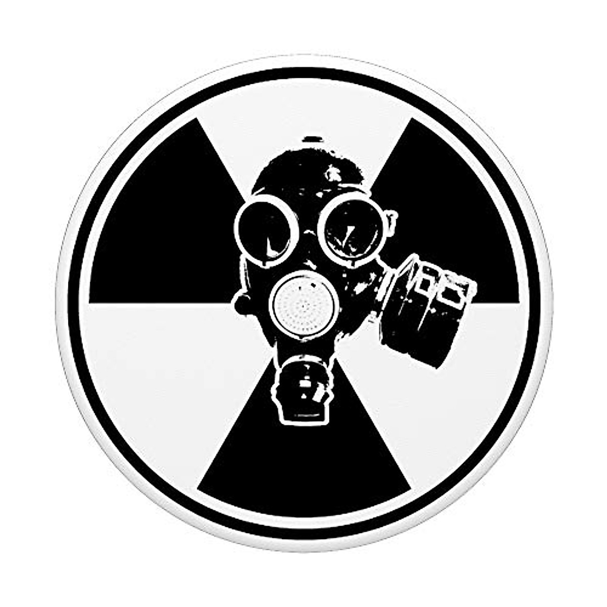 Black and White Toxic Shock Warning Nuclear Fallout Gas Mask PopSockets Swappable PopGrip