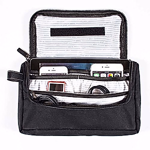 G.U.S Travel Media Pouch | Tablet, Power Bank, Cell Phone, Charger Cord Organizer Cord Travel Pouch | Travel Organizer Bag for Electronic Accessories & Mobile Gadgets | Midnight Black