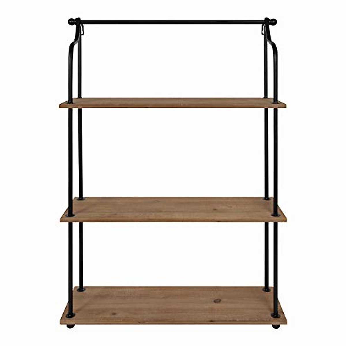 Kate and Laurel Walters Wood and Metal 3-Tier Shelving, 21" x 32", Rustic Brown and Black, Shabby-Chic Industrial Shelves for Storage and Decor