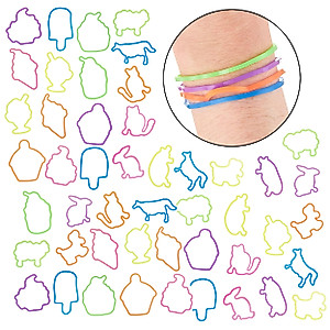 Expressions 48pc Shaped Gummie Bracelets - Bulk Pack Bright Colored Shaped Rubberband Bracelets | Bracelet Rubber Bands Kit, Rubber Bracelets For Kids & Kids Party Favors, Colored Rubber Bands