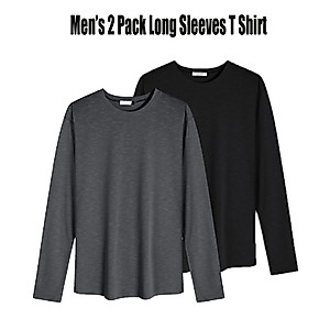 COOFANDY Men Workout T Shirt Fit Lightweight Cotton Fall Tee Big Tall Black/Grey
