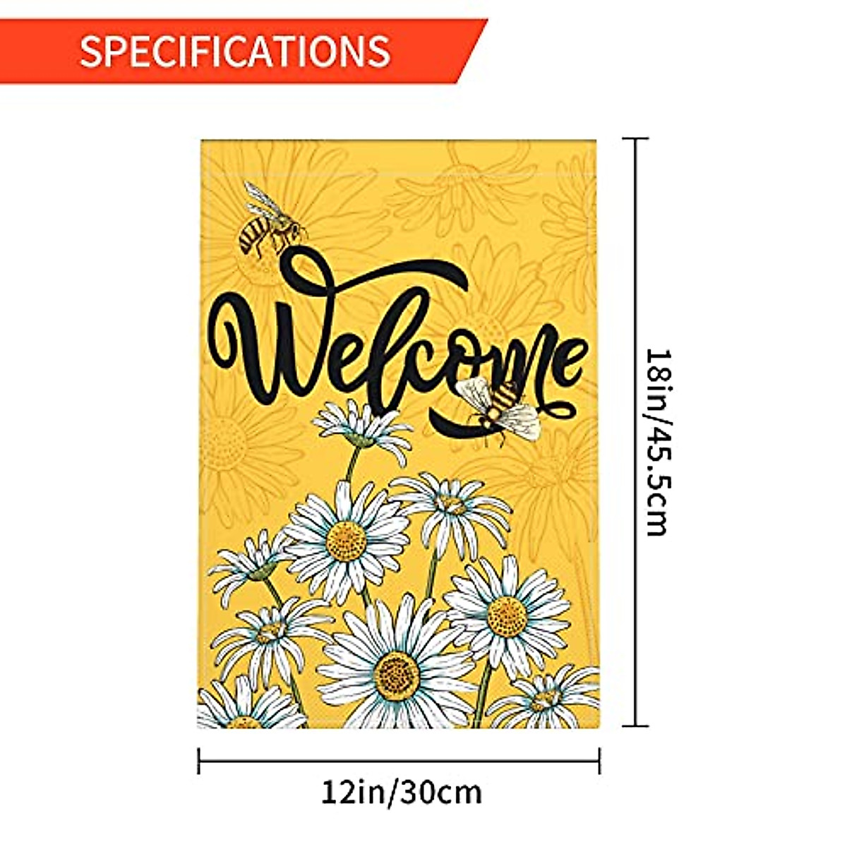 Daisy Yellow Welcome Garden Flag Bee Farmhouse Yard Outdoor Decorative Burlap 12 X 18 Inch Small Vertical Double Sided Seasonal Holiday Decor
