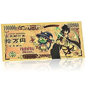 YJacuing Anime Fairy Tail Gold Coated Banknote, Limited Edition Collectible Bill Bookmark (5 PCS Collection)
