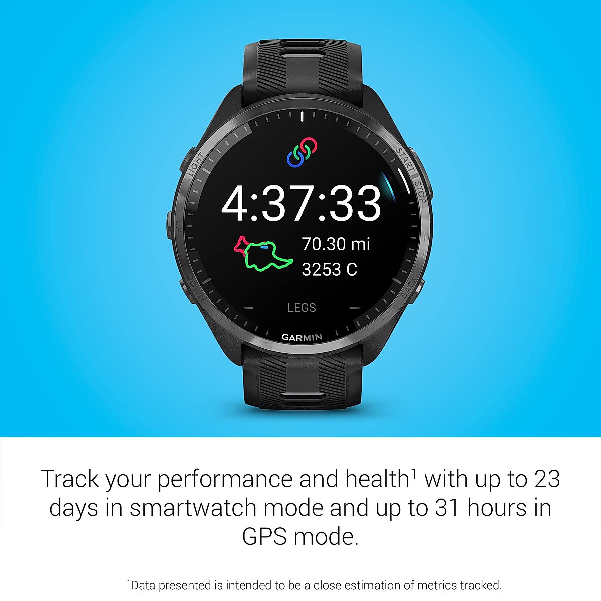 Garmin Forerunner® 965 Running Smartwatch, Colorful AMOLED Display, Training Metrics and Recovery Insights, Black and Powder Gray, 010-02809-00