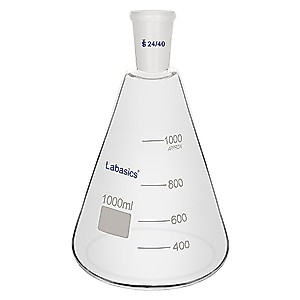 Labasics Glass 24/40 Erlenmeyer Flask, Borosilicate Glass Heavy Wall Flask with 24/40 Standard Taper Outer Joint, 1000 ml