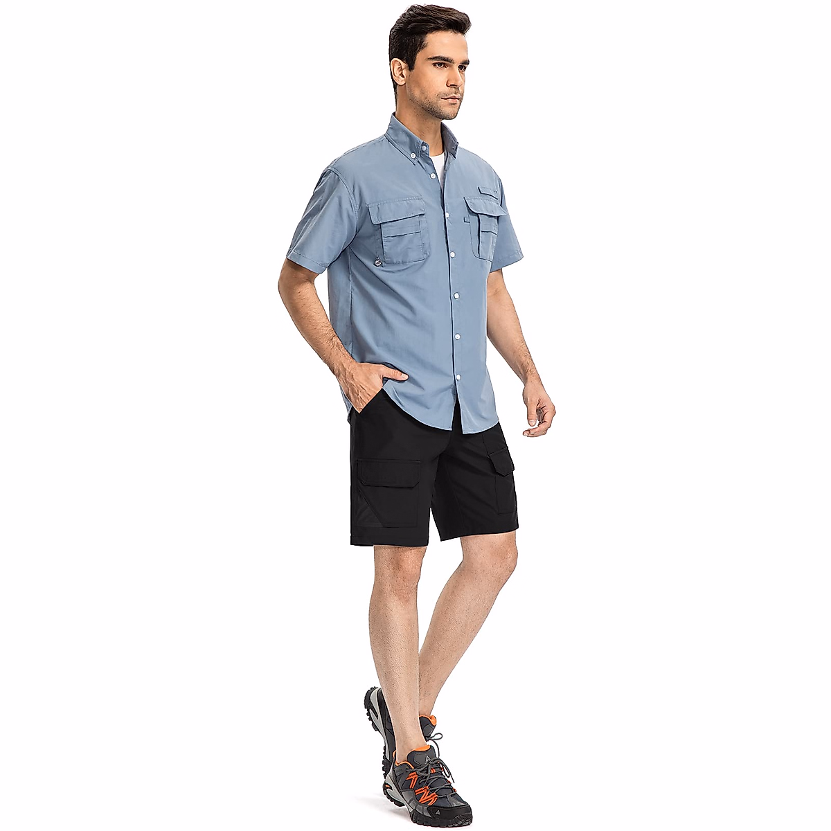 Jessie Kidden Mens Stretch Casual Lightweight Water Resistant Quick Dry Cargo Fishing Hiking Shorts (6018 Black 34)