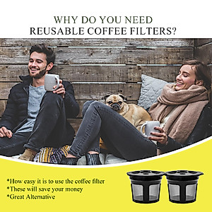 potoceen Reusable Cups With Lids Compatible for Use in Universal Kiurig 2.0 & 1.0 Brewer，6 PACK Refillable Coffee Pods，Coffee Filter Basket