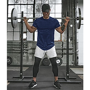 COOFANDY Men's Muscle Athletic T Shirts Gym Fitted Hipster Short Sleeve Tee Top Navy Blue