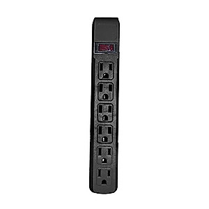 ACL 10 Feet Surge Protector, Flat Rotating Plug, 6 Outlet, Black Horizontal Outlets, Plastic, Power Cord, 1 Pack