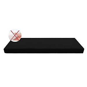 Water-Resistant Outdoor Bench/Settee Cushion Slip Cover,Patio Furniture Cushion Covers,Garden Long Chair Cover ONLY-48x18x3 INCH (Black)