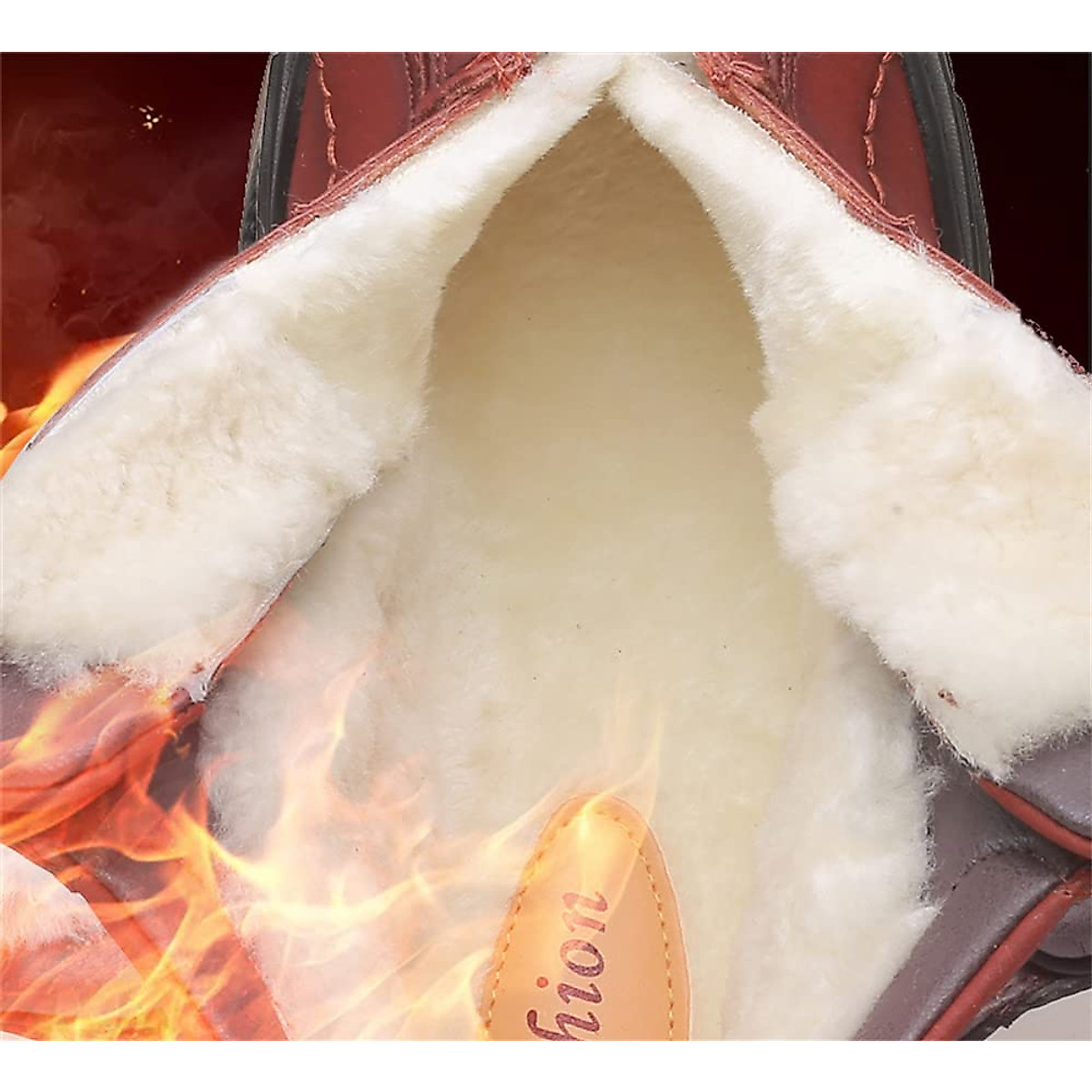 crazynekos Mens Winter Fashion Trekking Backpacking Snow Boots Water Resistant Shoes Non-Slip Fully Fur Lined Breathable Lightweight Hiking Boot (Khaki,8.5)