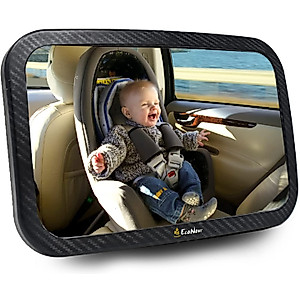 EcoNour Baby Car Mirror - 11.5 x 7.5 inches Safety Car Seat Mirror for Rear Facing Infant with 360 Degree Rotatable Shatterproof Baby Mirror for Car - Monitor Your Child using Car Baby Mirror