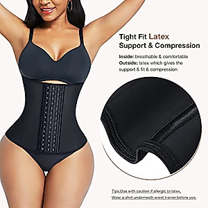 Lover-Beauty Waist Trainer for Women Latex Corsets Waist Cincher Workout Girdle Hourglass Body Shaper (Medium, Black)