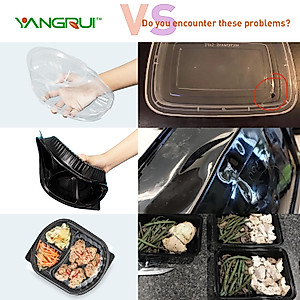 YANGRUI Meal Prep Container, 30 Pack 30oz BPA Free Reusable To Go Containers with Lids Shrink Wrap Microwave Dishwasher Freezer Safe Plastic 3 Compartment Bento Box