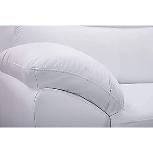 American Eagle Furniture EK528 Modern Top Grain Italian Leather Living Room Sofa, White