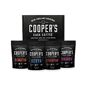 Gourmet Coffee Sampler Gift Box Set | Coffee 4 bags | 1lb Total | Sumatra Dark, Kenya AA Medium-Dark, Rwanda Medium, Natural Ethiopian Medium-Light, 1lb Total (Ground)