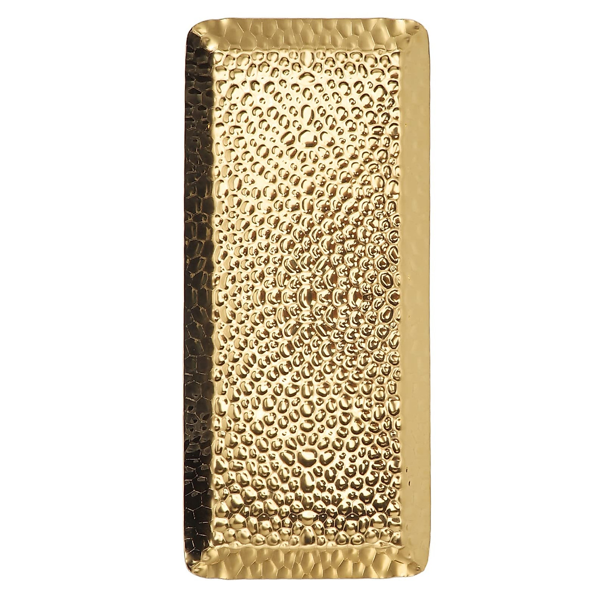 Fdit 25x11cm Towel Hammering Trays,Stainless Steel Multipurpose Dishwasher Safe Dessert Tray That Suitable for Family Restaurant Use (Gold)