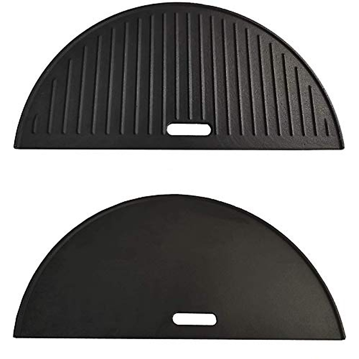 ZLjoint Half Moon Cast Iron Reversible Griddle and Grate Compatible Kamado Joe Classic I, II, III; 18" (Griddle+Grate)