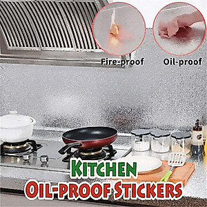 PoetryHome Self Adhesive Oil Proof Aluminum Foil Shelf Liner for Kitchen Backsplash Countertop Cabinet Drawer Cupboard Shelves Table Fridge Sticker Wall Paper Removable 15.7x78.7 Inches