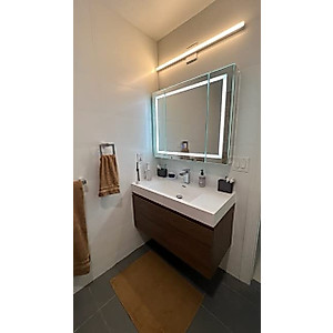 AQUADOM Royale Plus LED Medicine Mirror Cabinet 36in x 30in x 5in 3 Doors, Recessed Surface Mounted, Defogger, LED 3X Makeup Mirror, Electrical Outlets, Interior LED Light