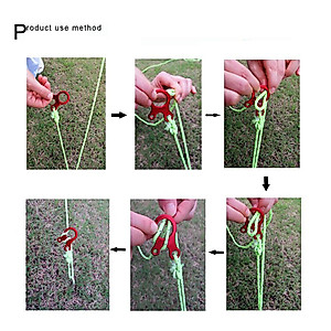 Pack of 10 Aluminum Guyline Wind Rope Buckle Cord Adjuster for Tent Camping Hiking Backpacking Outdoor Activity, Red