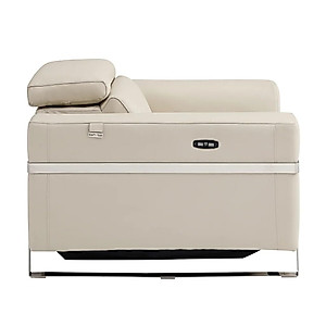 FANCUF Top Grain Leather Loveseat with Power Recliner for Indoor Living Room Furniture