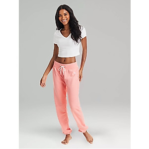 U.S. Polo Assn. Womens Sweatpants Joggers, Comfy and Breathable French Terry Lounge Pants for Women (Coral Heather, Medium)