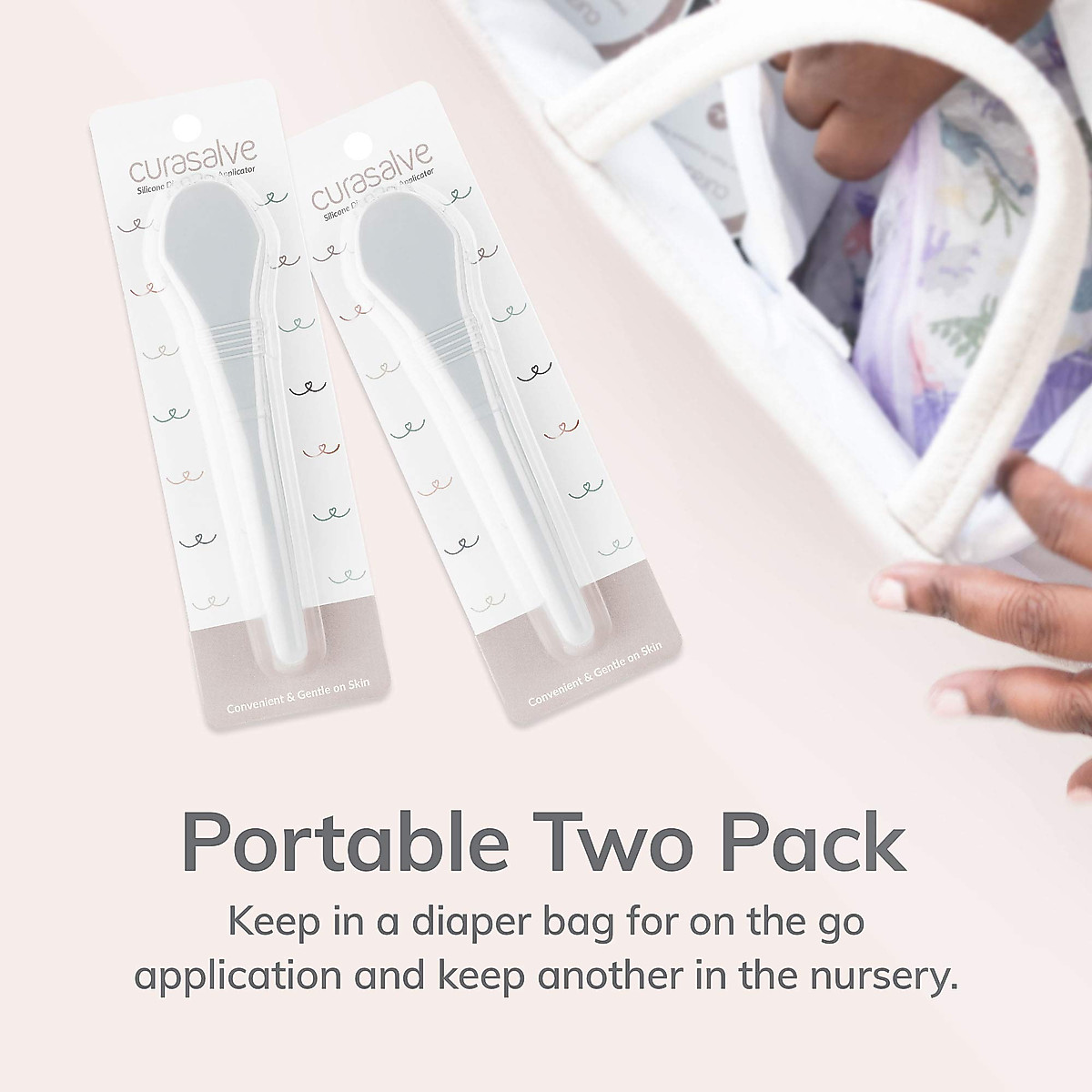 CURASALVE - Diaper Cream Spatula, 2 Pack Baby Diaper Cream Applicator, Soft Flexible Silicone Brush, Grey