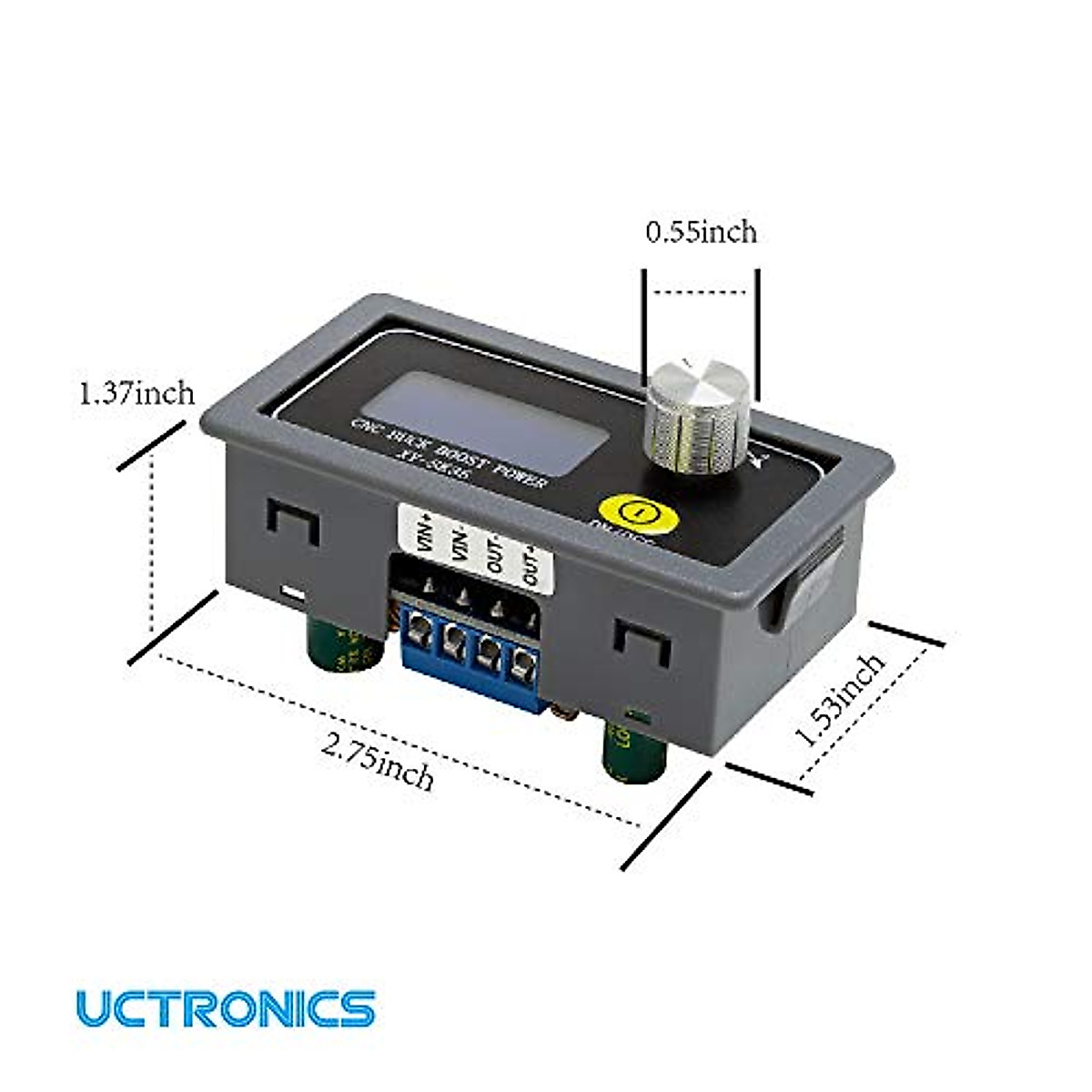 UCTRONICS DC 9V 12V 24V 4A Variable Power Supply 5-30V to 0.6-30V Adjustable Buck Boost Converter, Portable Bench Constant Voltage Current Stabilized Regulator Module