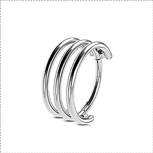 OUFER 16G Conch Piercing Jewelry, 316L Stainless Steel Conch Earrings, Three Row Nose Rings Hoops, Helix Cartilage Daith Rook Earrings for Women and Men-12MM