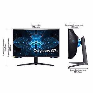 SAMSUNG Odyssey G7 Series 32-Inch WQHD (2560x1440) Gaming Monitor, 240Hz, Curved, 1ms, HDMI, G-Sync, FreeSync Premium Pro (LC32G75TQSNXZA) (Renewed)