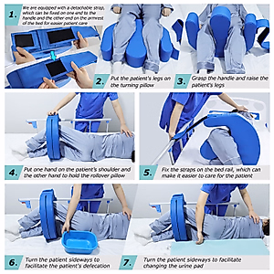 YHK Patient Turning Device, Prevent Muscle Atrophy Elderly with Removable Straps U-Shaped Multifunctional Turning Pillow, Bedridden Nursing Supplies for The Elderly（Dark Blue Straps）