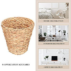 NOLITOY Natural Grass Sundries Nursery for Laundry and Clothes Woven Wicker Living Bedroom Hyacinth Bucket Basket Room Cm Holder Round Recycle Small Vase Hamper Flower Bathrooms Straw