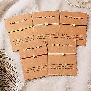 EMESLY 5pcs Adjustable Friendship Bracelets for Friends, Circle Shaped Friendship Charm Bracelet with Message Card