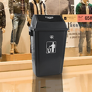 Knifefish 4 Pack Large Trash Can with Swing Lid, 15 Gallon Plastic Garbage Bins for Commercial Use, Grey