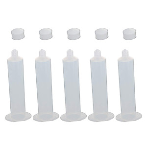 Air Distribution Tube, Adhesive Syringes Tube Sleeve, Glue Liquid Cartridge Dispensing Syringe Barrel, 30cc Plastic Syringe Dispensing, with Piston, Transparent, 5 Pcs, (Bettomshin)