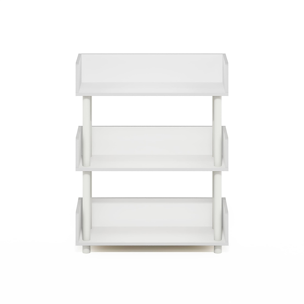 Furinno Turn-N-Tube 3-Tier Freestanding Multipurposes Display Rack, Bookshelf, White/White