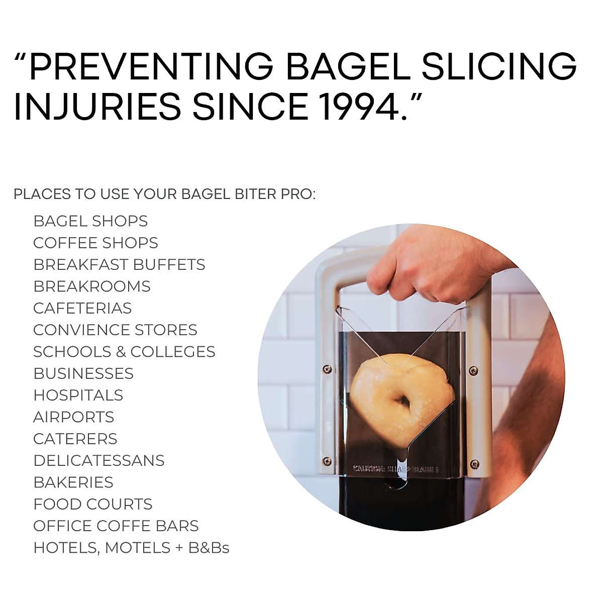 The Original Bagel Guillotine - Commercial Bagel Biter PRO - Model 7800 - BPA Free - NSF Approved - Dishwasher Safe - Made in USA