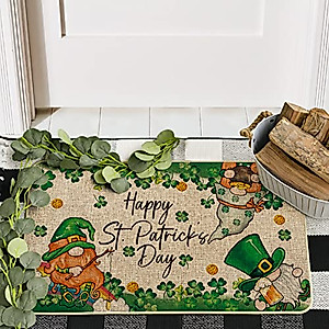 Artoid Mode Genome Happy St. Patrick's Day Welcome Decorative Doormat, Seasonal Spring Low-Profile Rug Switch Mat for Indoor Outdoor 17x29 Inch