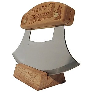 Inupiat Ulu with Dog Team Etched Birch Handle 6.25" Blade