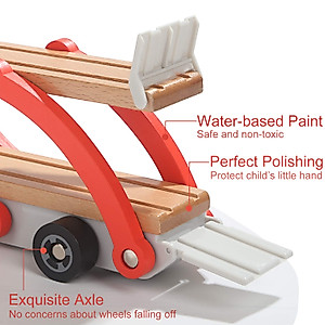 TOP BRIGHT Wooden Car Toys for 3 Year Old Boy Gifts Toddler Boys Truck and Car Ramp Toy with 4 Mini Cars