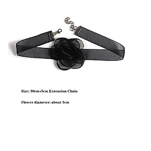 Pingyongchang Bohemian Lace Flower Collar Choker Necklace Soft White Flower Tie Cravat Necklace Wedding Jewelry Gift for Women -Black