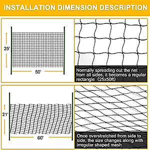 Bird Netting 25'x50' with 2.4" Square Mesh Garden Netting Bird Net for Chicken Coop, Poultry Netting Heavy Duty Nylon Netting for Garden, Aviary, Pests, Deer Fence Chicken Netting Fruit Tree Netting