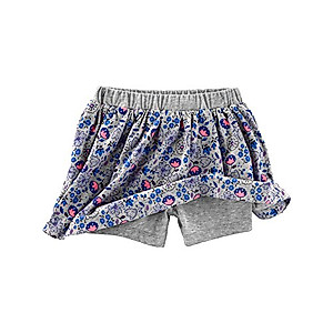 Simple Joys by Carter's Baby Girls' 2-Pack Knit Scooters, Grey Floral/Pink Stripe, 5T