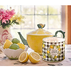 Lemon Candle, Fresh Lemon Scented Candle, Large 3 Wicks Candle, 14 oz