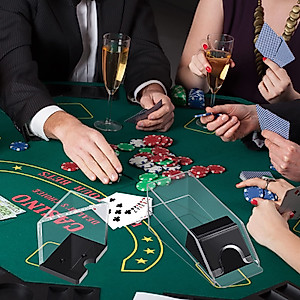 Honoson Blackjack Shoe and Discard Tray Clear Acrylic Blackjack Dealing Shoe Card Dispenser for Playing Cards Discard Holder Trays for Game Poker Accessories(4 Deck)