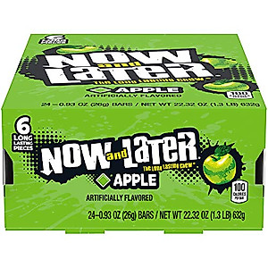 Now and Later Original Taffy Chews Candy, 0.93 Bar, apple, 22.32 Ounce (Pack of 24)