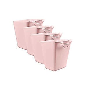 4Pcs Pink Hanging Cup Holder,Rolling Cart Accessories Utility Cart Accessories Hanging Bins,Hanging Flower Pots,Space Saver,Storage Bucket Desktop Container,Make Up Pencil Holder