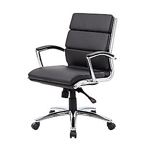 Boss Office Products Executive Mid Back CaressoftPlus Chair with Metal Chrome Finish in Black